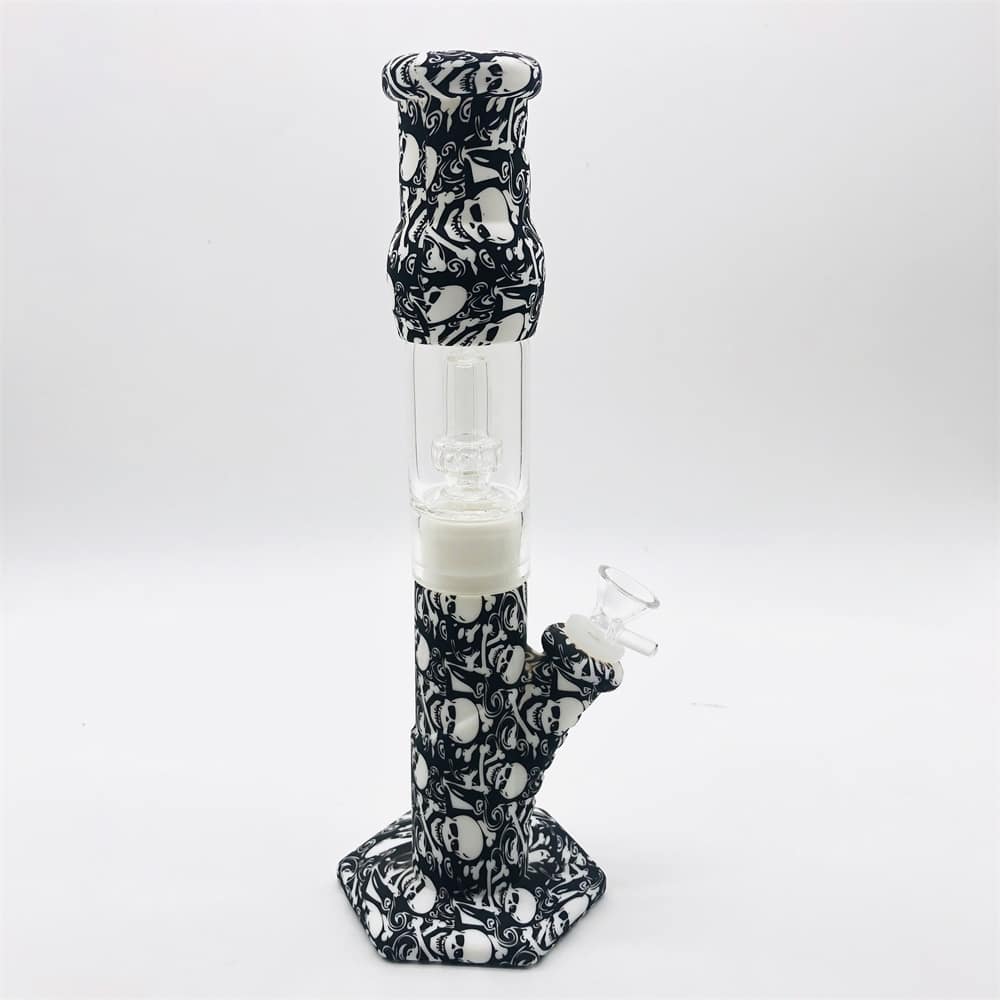 12.3" Patterned Silicone Water Pipe With Various Printing Patterns ...
