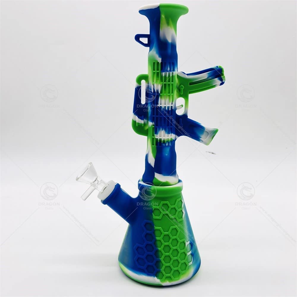 11" Gun-shape Silicone Water Pipe - Dragón Glass